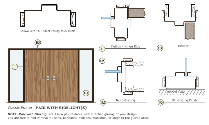 Door Frames :Classic Pair with Sidelight(s) - Timely Frames